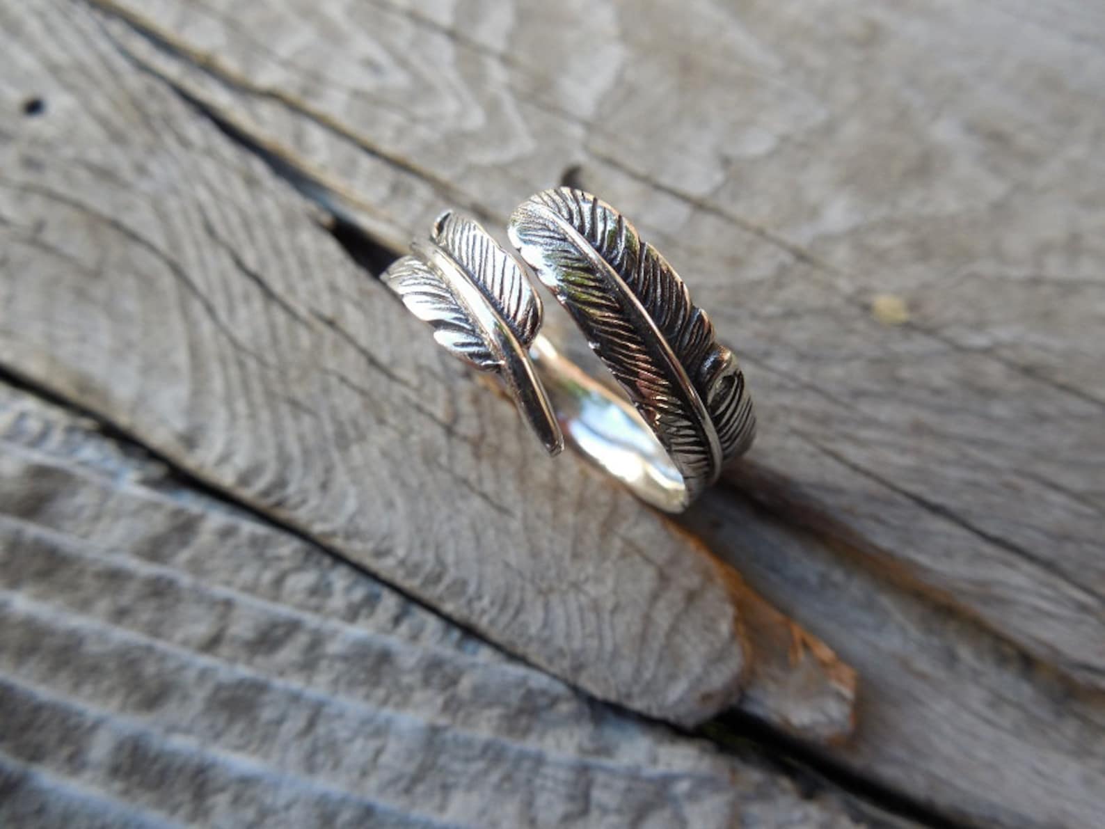 Adjustable Feather Ring Handmade in Sterling Silver 925 | Etsy