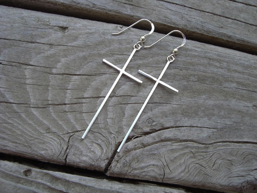 Cross Earrings Handmade in Sterling Silver 925 - Etsy