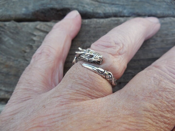 Dragon ring handmade in sterling silver 925 adjustable | Etsy