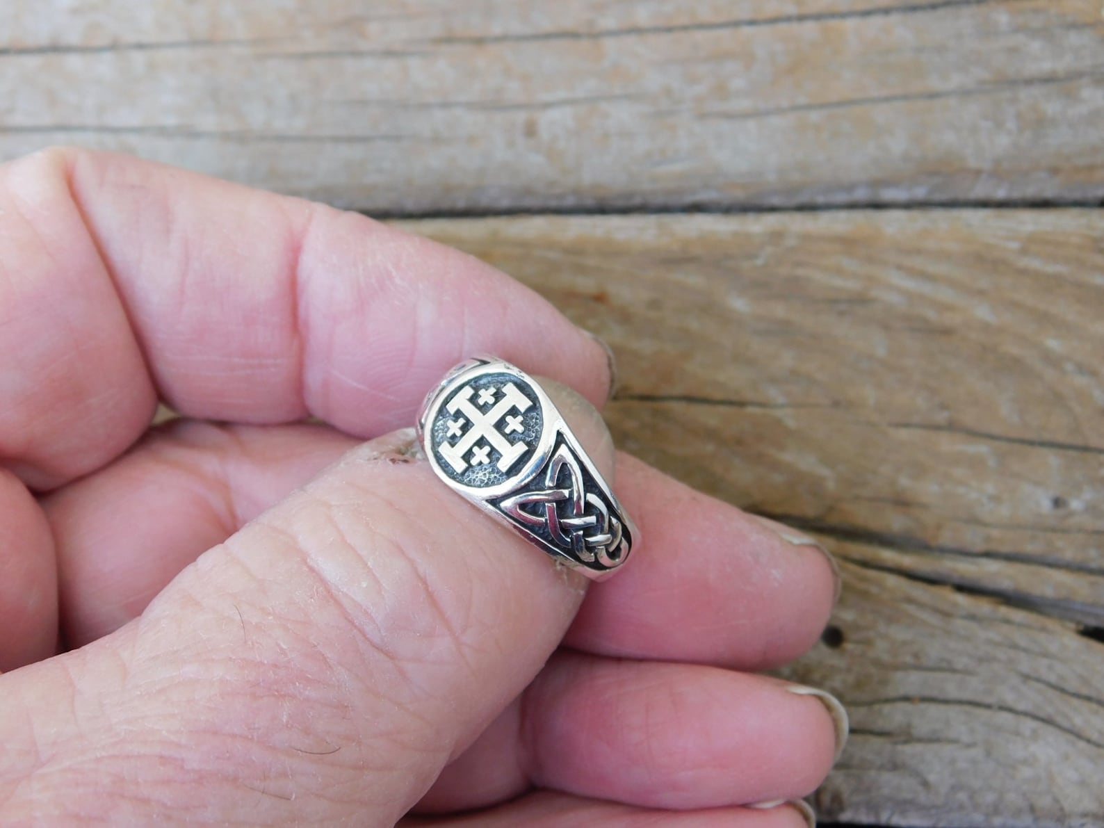 Jerusalem Cross Band With Celtic Knots on the Sides Handmade - Etsy