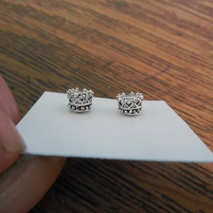 CZ Stud Earrings Set in Crown Mountings Handmade in Sterling Silver 925 ...