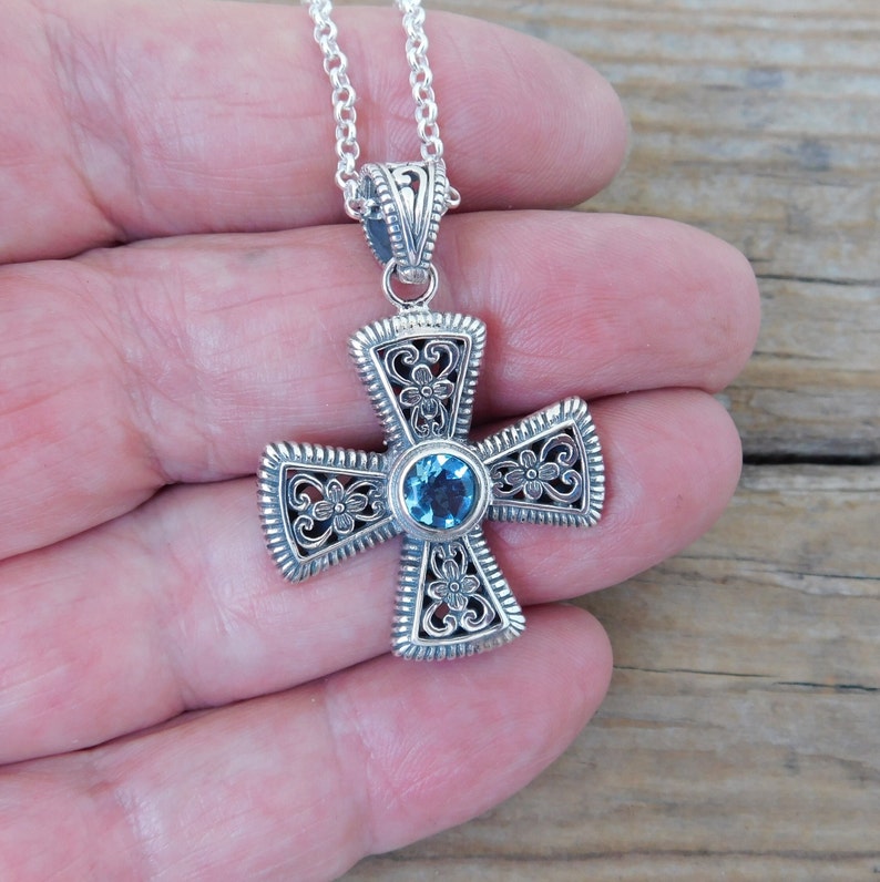 Beautiful Cross Necklace Handmade in Sterling Silver 925 With - Etsy