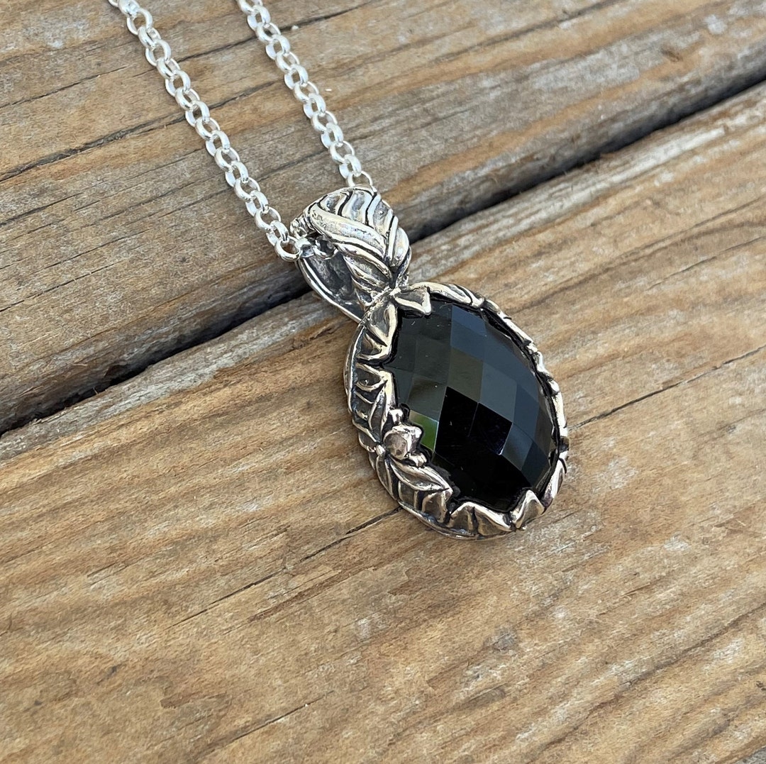 Beautiful Black Onyx Necklace Handmade in Sterling Silver 925 With a ...