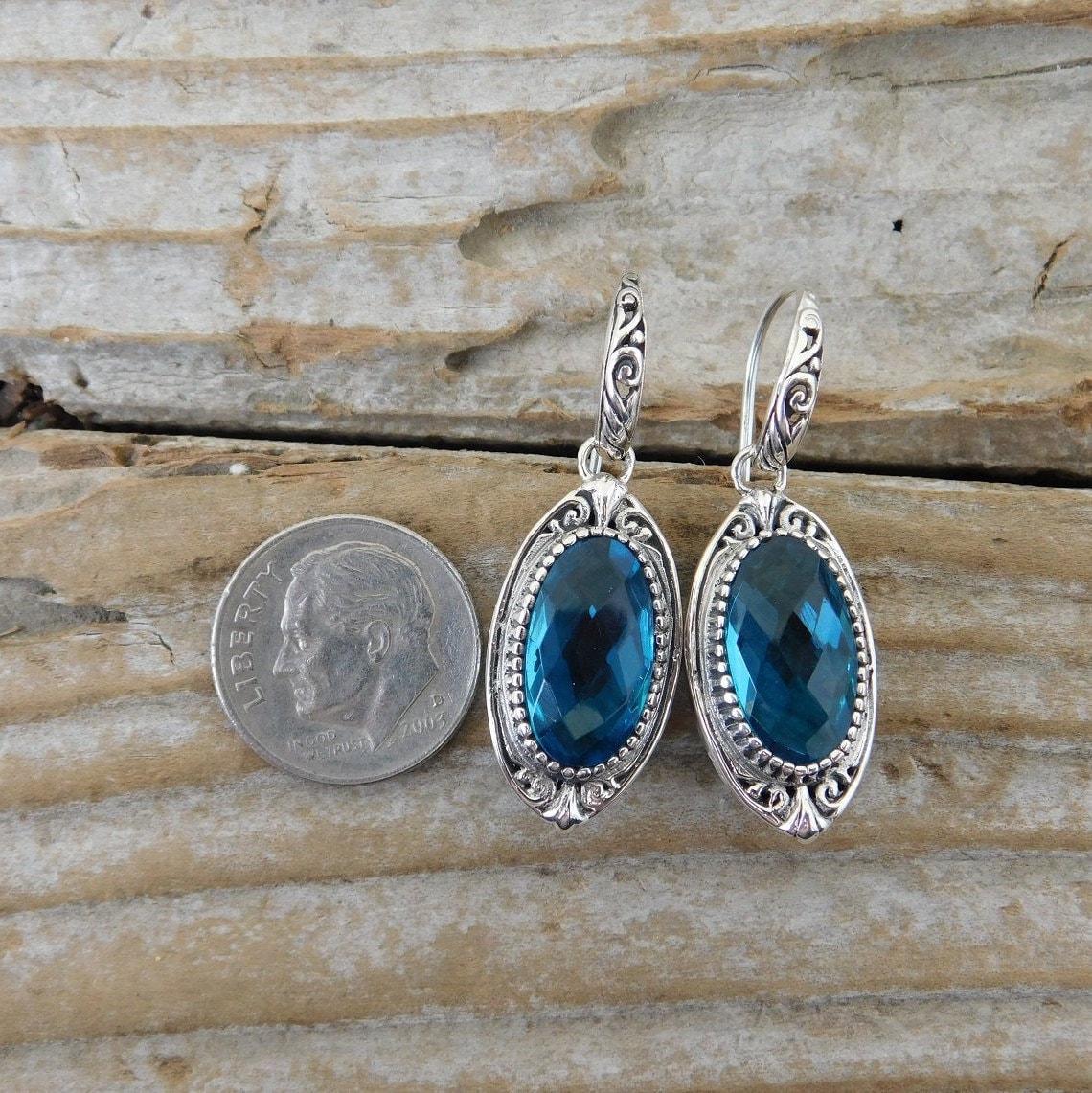 London Blue Topaz Earrings Handmade in Sterling Silver 925 - Etsy