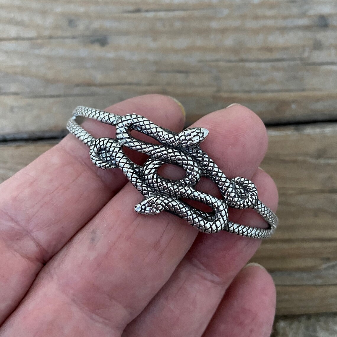 Beautiful Double Snake Cuff Bracelet Handmade in Sterling - Etsy