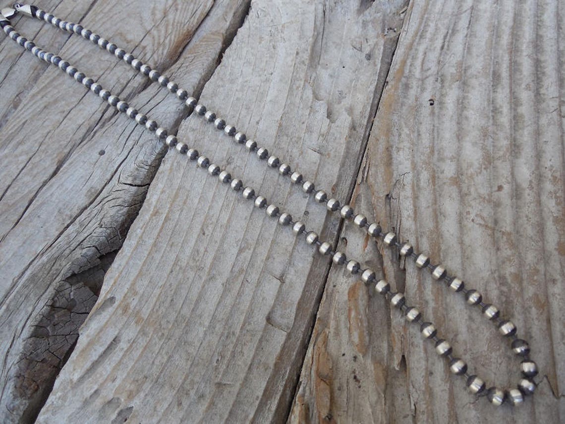 Beaded Chain Necklace 3mm and 20 Long in Sterling - Etsy