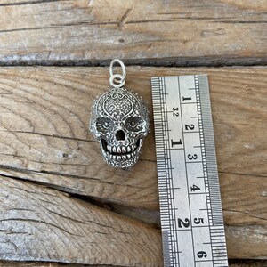 Sugar Skull Pendant Handmade in Sterling Silver 925 - Etsy