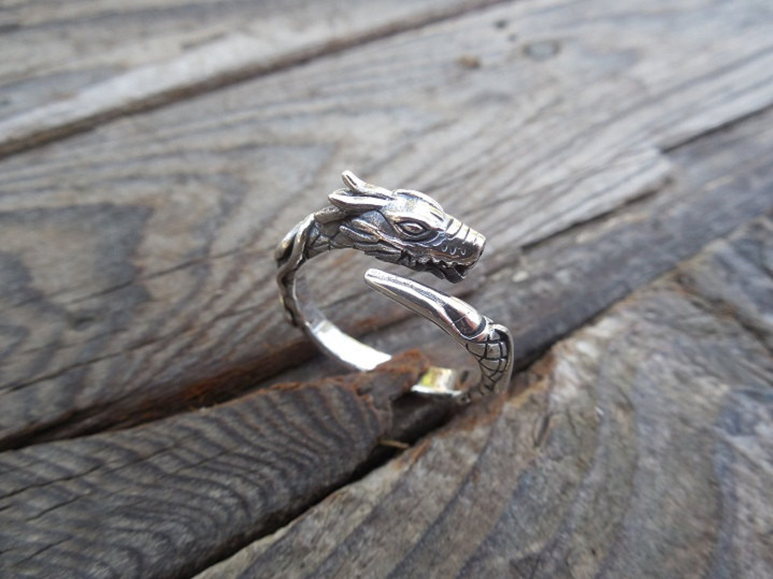 Dragon Ring Handmade in Sterling Silver 925 Adjustable | Etsy