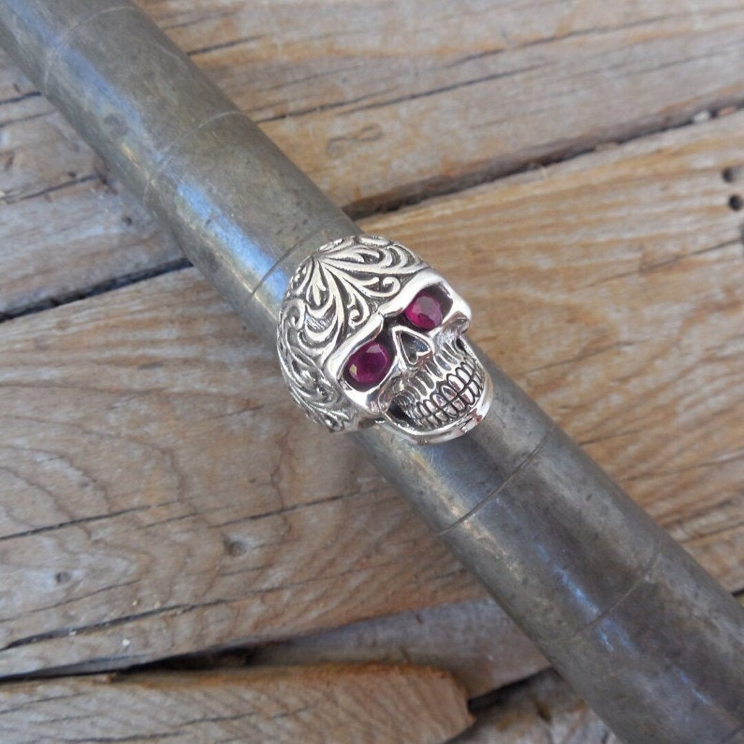 Beautiful Sugar Skull Ring Ring Handmade in Sterling Silver 925 With ...