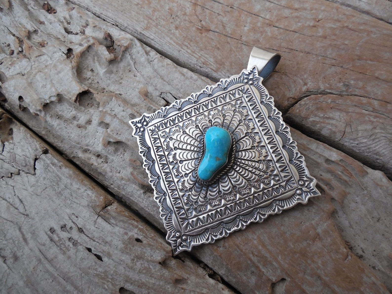 Beautiful Large Turquoise Pendant Handmade and Signed by - Etsy