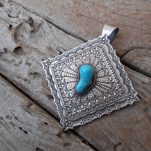 Beautiful Large Turquoise Pendant Handmade and Signed by - Etsy