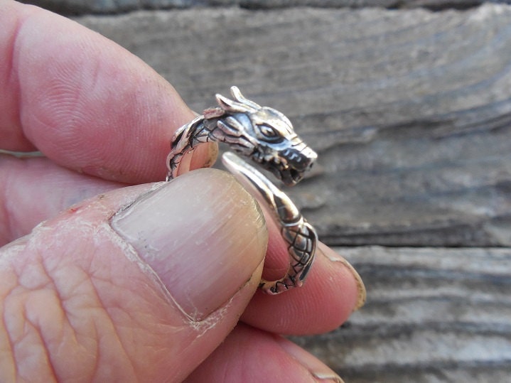 Dragon ring handmade in sterling silver 925 adjustable | Etsy