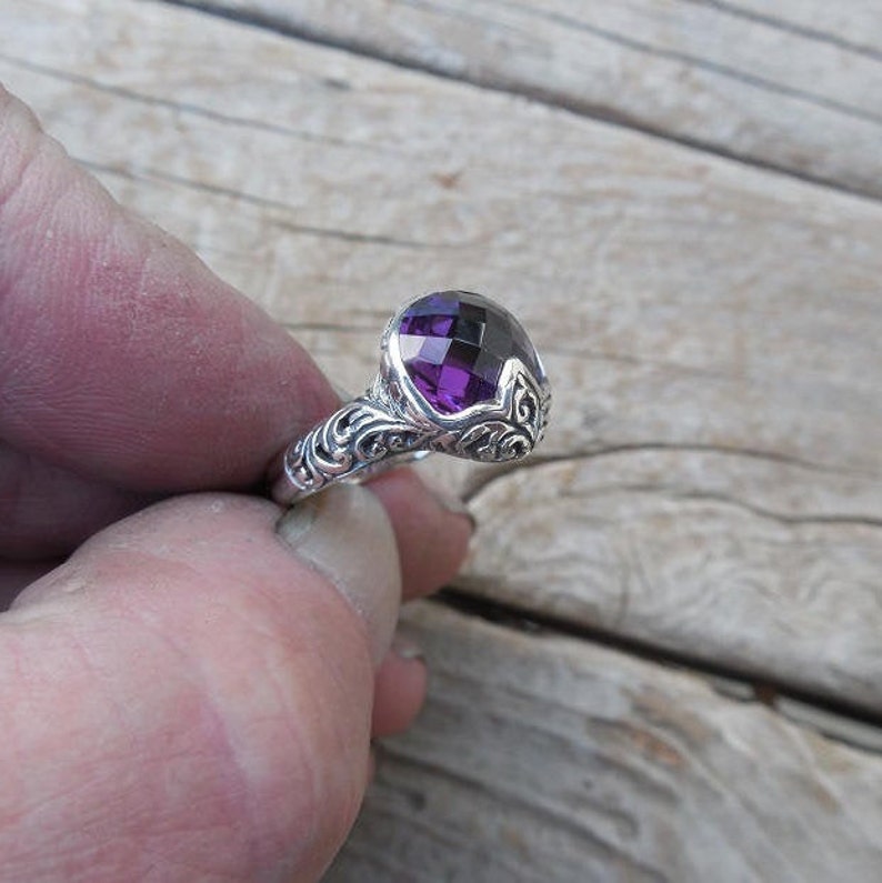 Beautiful Deep Purple Amethyst Ring Handmade in Sterling Silver - Etsy