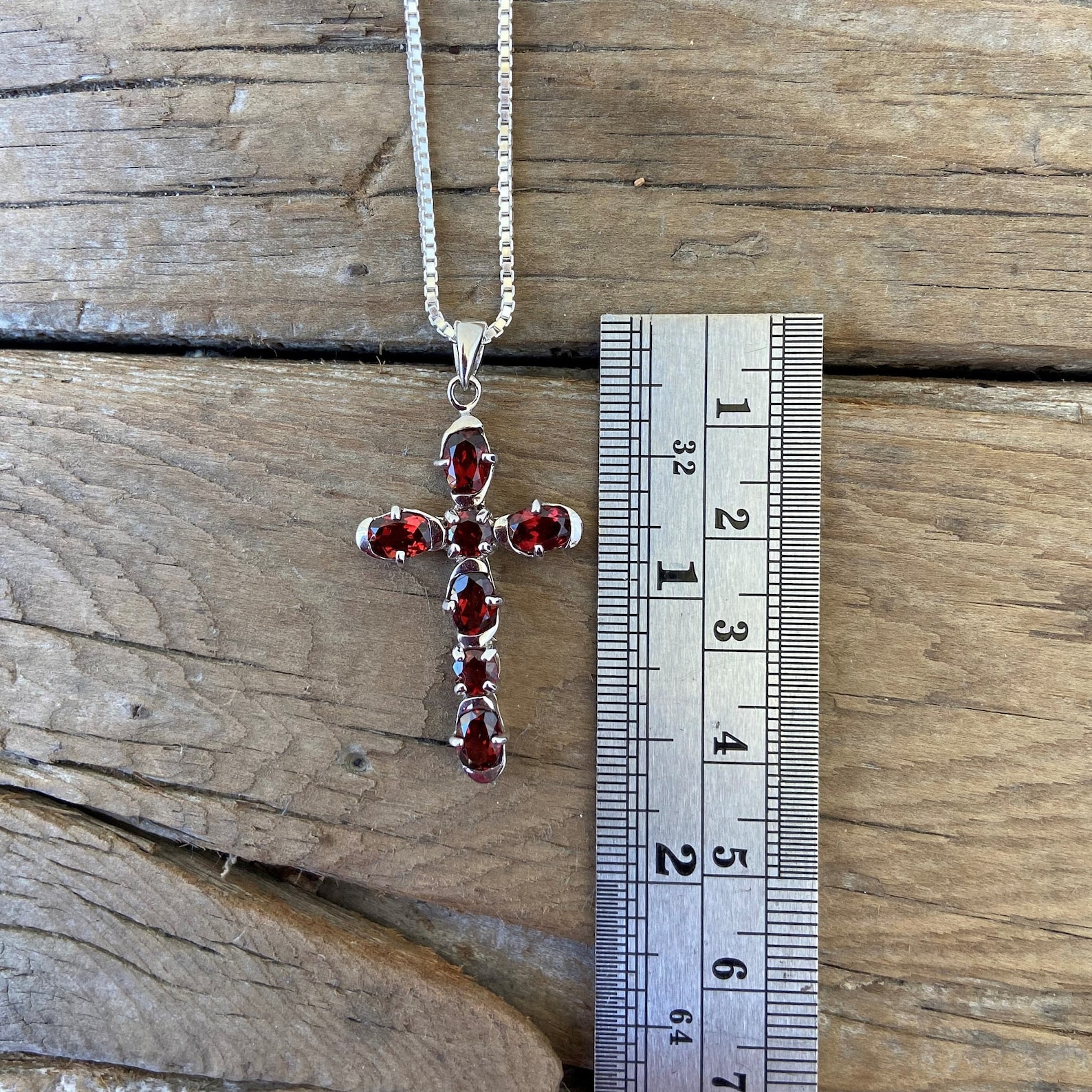 Beautiful Red Garnet Cross Necklace Handmade in Sterling Silver 925 ...