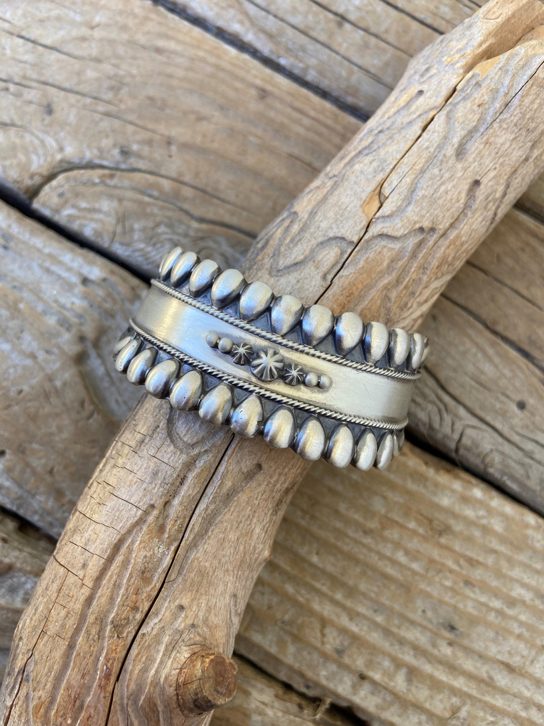 Beautiful Repousse Cuff Bracelet Handmade and Signed in Sterling Silver ...