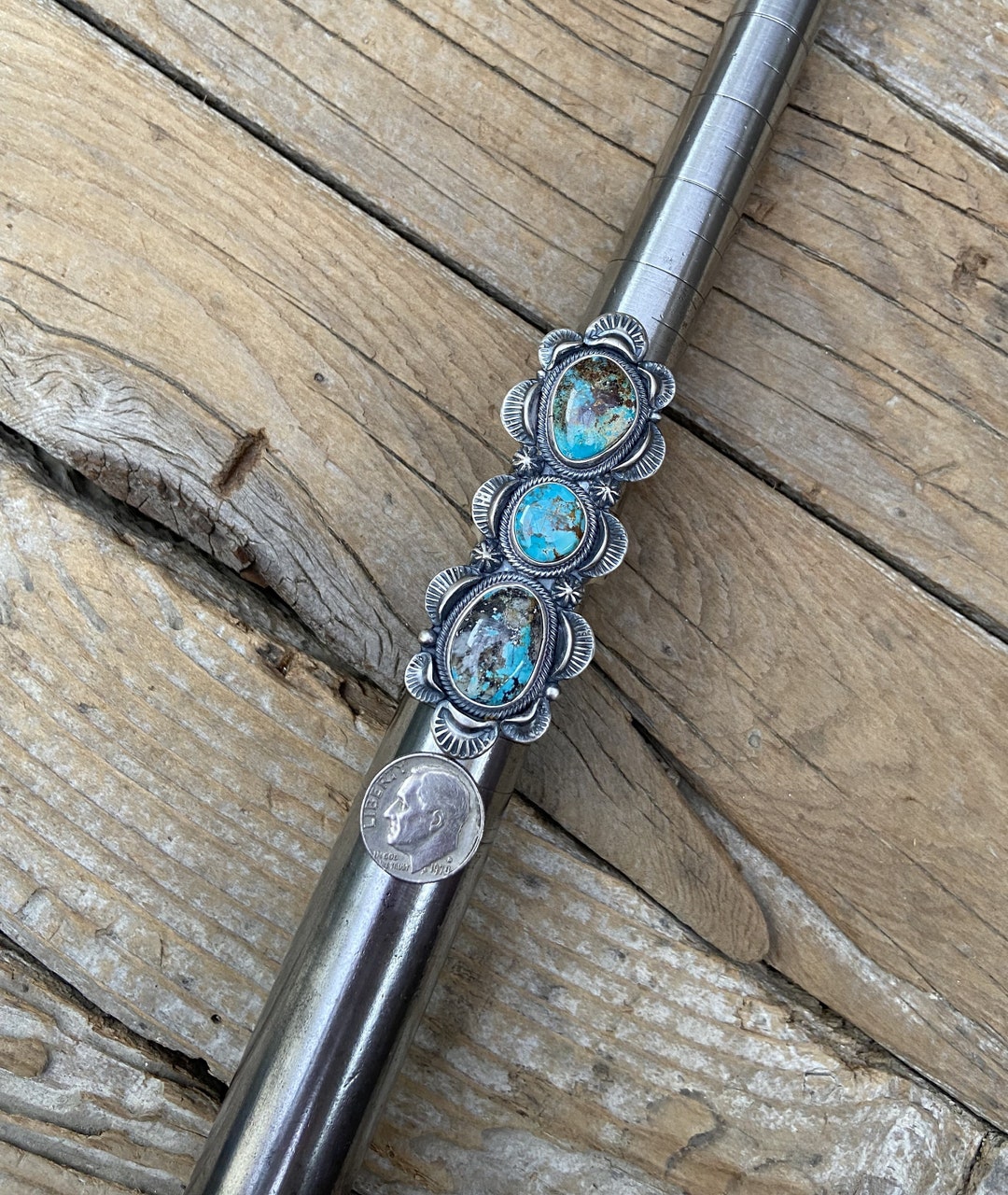 Beautiful Three Stone Candelaria Turquoise Ring Handmade and Signed in ...