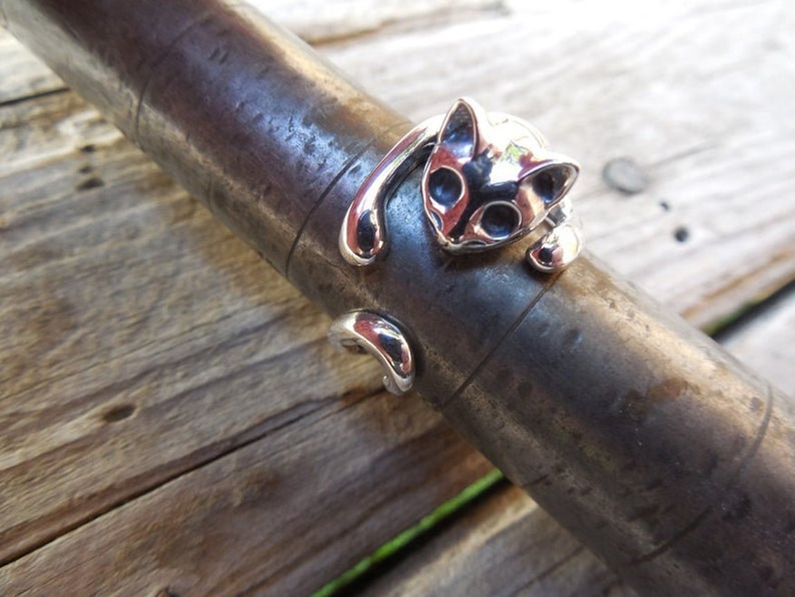 Adjustable Cat Ring Handmade in Sterling Silver 925 - Etsy