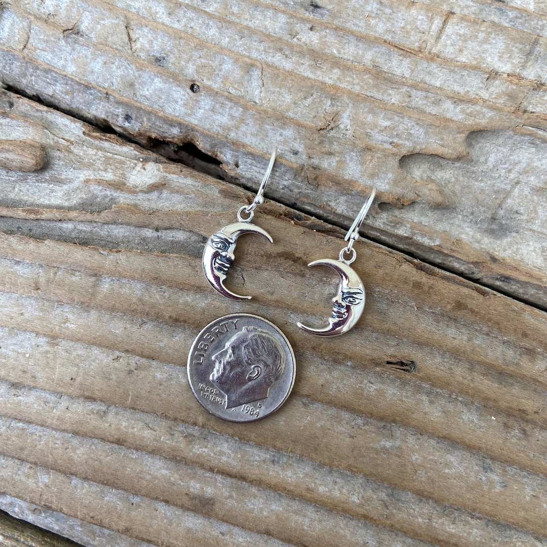 Man in the Moon Earrings Handmade in Sterling Silver 925 - Etsy