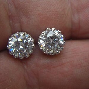 CZ Earrings Set in a Crown Bezel Handmade in Sterling Silver - Etsy