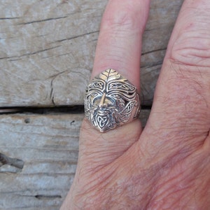 Green Man Ring Handmade in Sterling Silver 925 With a Celtic Triquetra ...