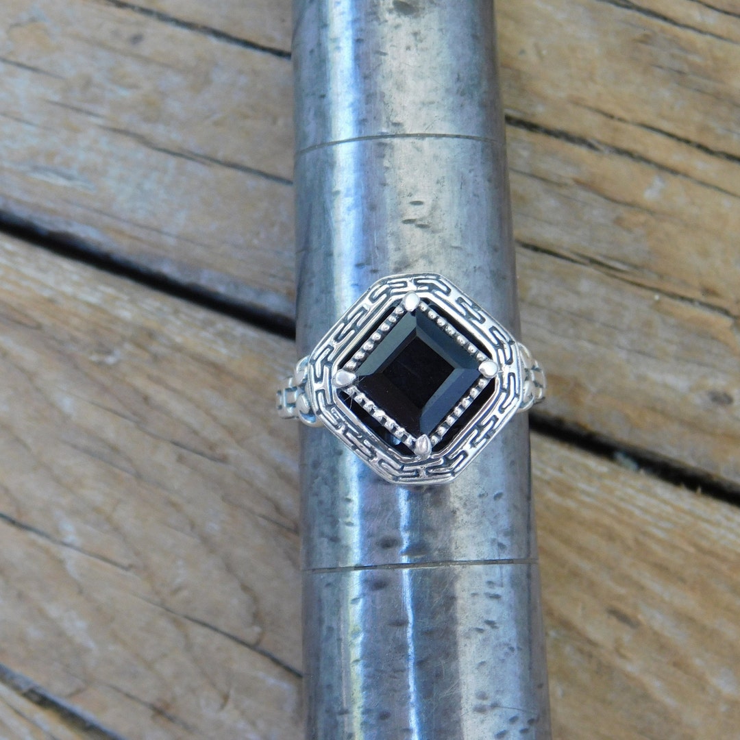 Beautiful Faceted Black Onyx Ring Handmade in Sterling Silver 925 - Etsy