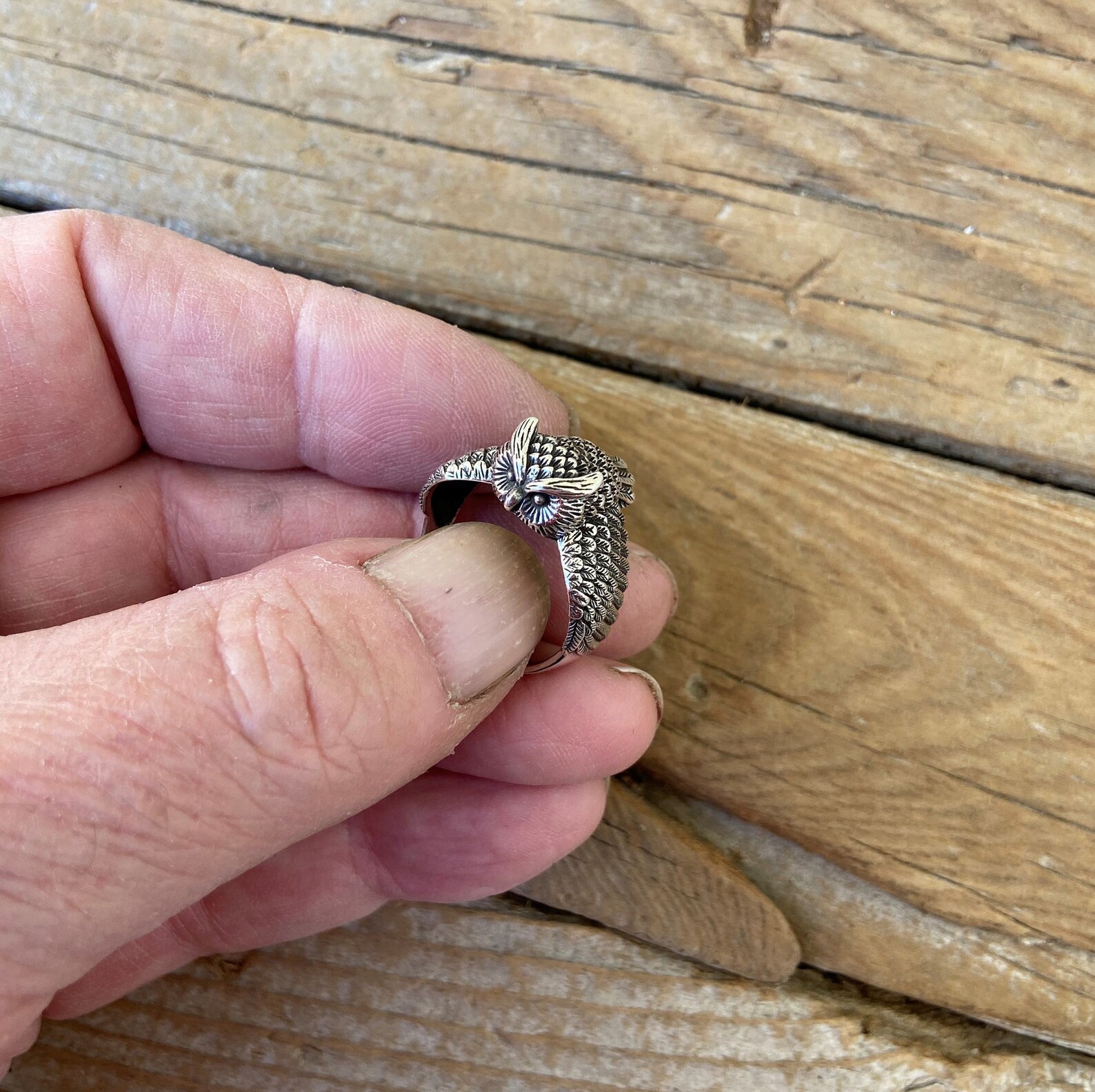 Beautiful Owl in Flight Ring Handmade in Sterling Silver With Beautiful ...