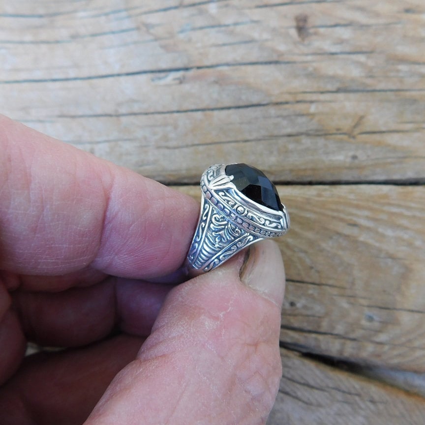 Belle bague en onyx noir faite à la main en argent sterling - Etsy Canada