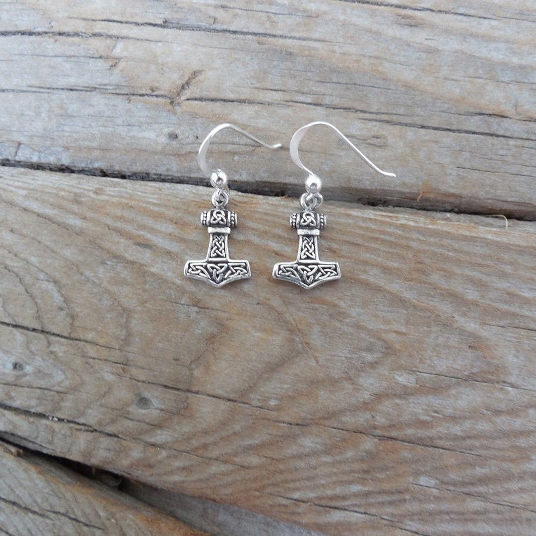 Celtic Hammer of Thor Earrings Handmade in Sterling Silver 925 - Etsy