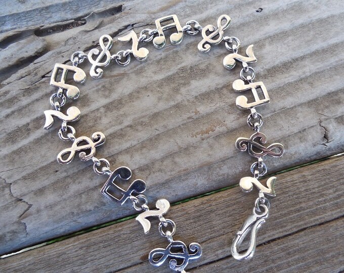Music Note Bracelet, Handmade in Sterling Silver 925 - Etsy