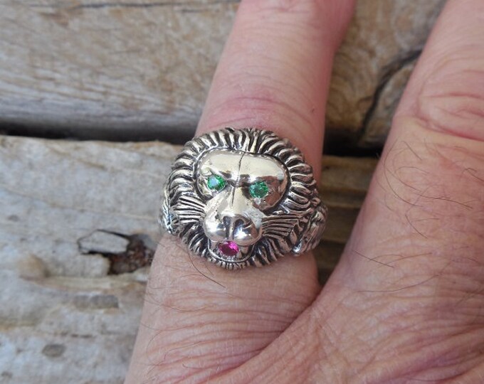 Lion Ring Handmade in Sterling Silver 925 With Cz's - Etsy