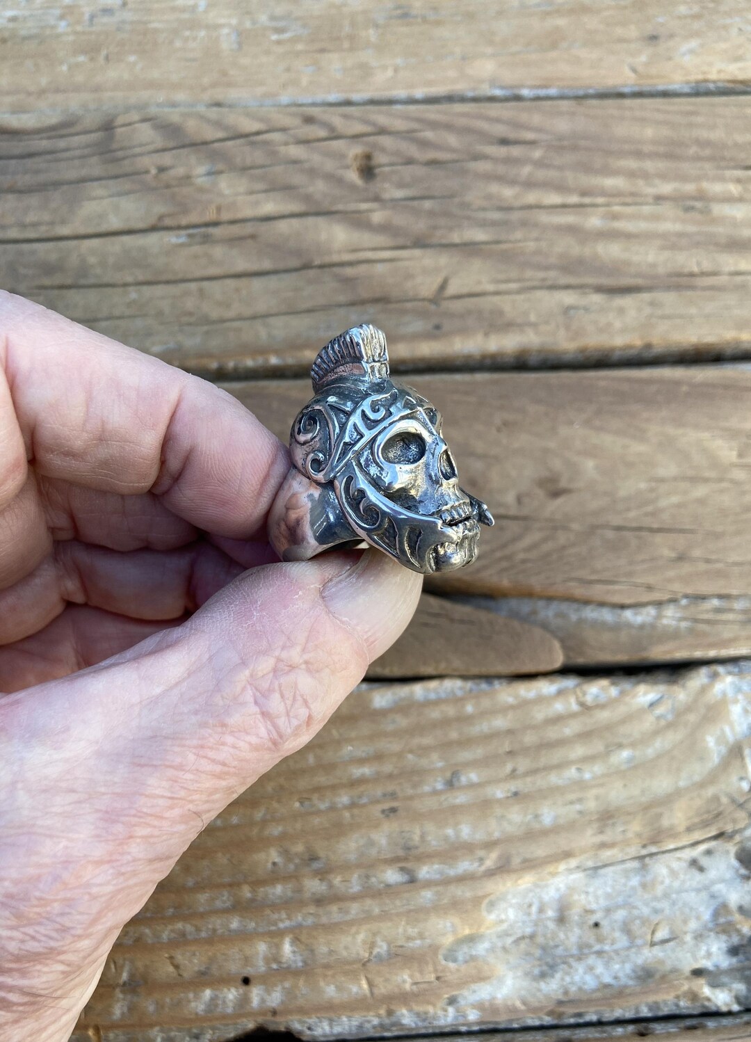 Roman Centurion Skull Ring Handmade in Sterling Silver 925 - Etsy
