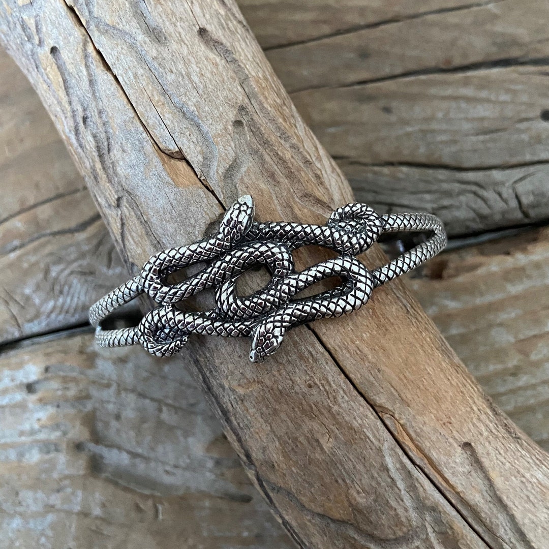 Beautiful Double Snake Cuff Bracelet Handmade in Sterling Silver 925 - Etsy