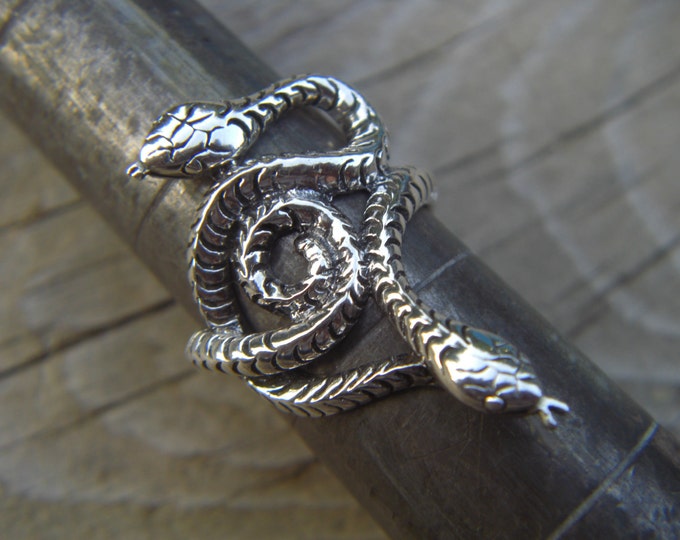 Duel Serpent Ring in Sterling Silver - Etsy