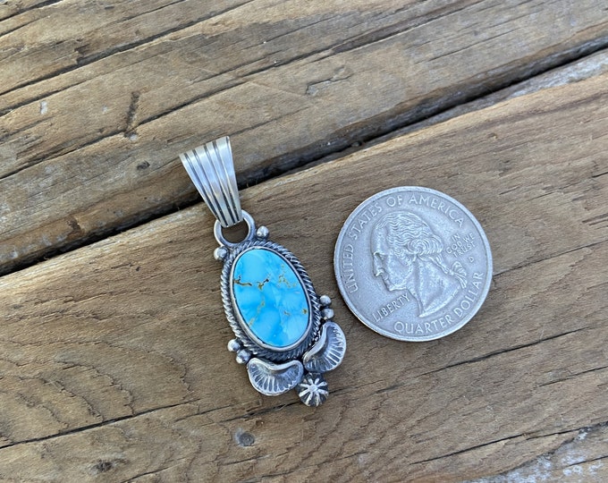 IGM#51 Unique Kingman Turquoise Pendant With Sterling Silver Chain ...