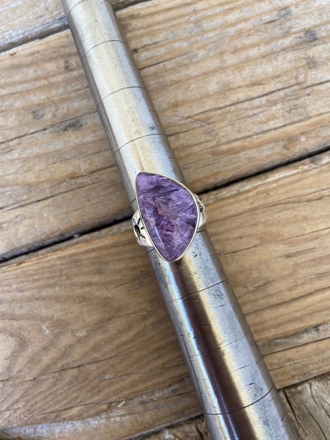 Chariote Ring Handmade in Sterling Silver 925 With a Beautiful Purple ...