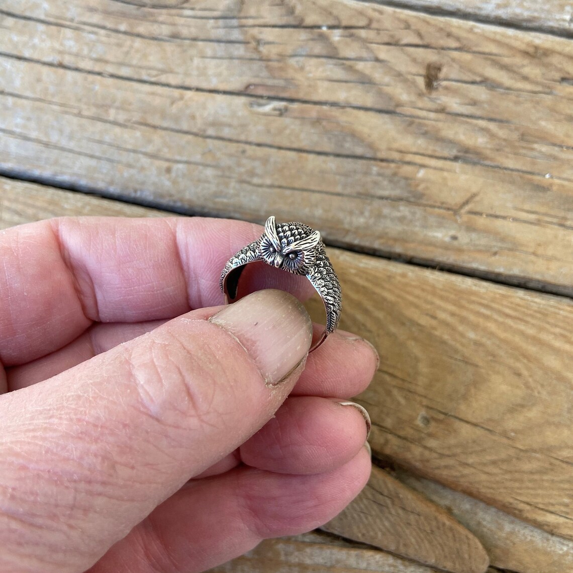 Beautiful Owl in Flight Ring Handmade in Sterling Silver With - Etsy