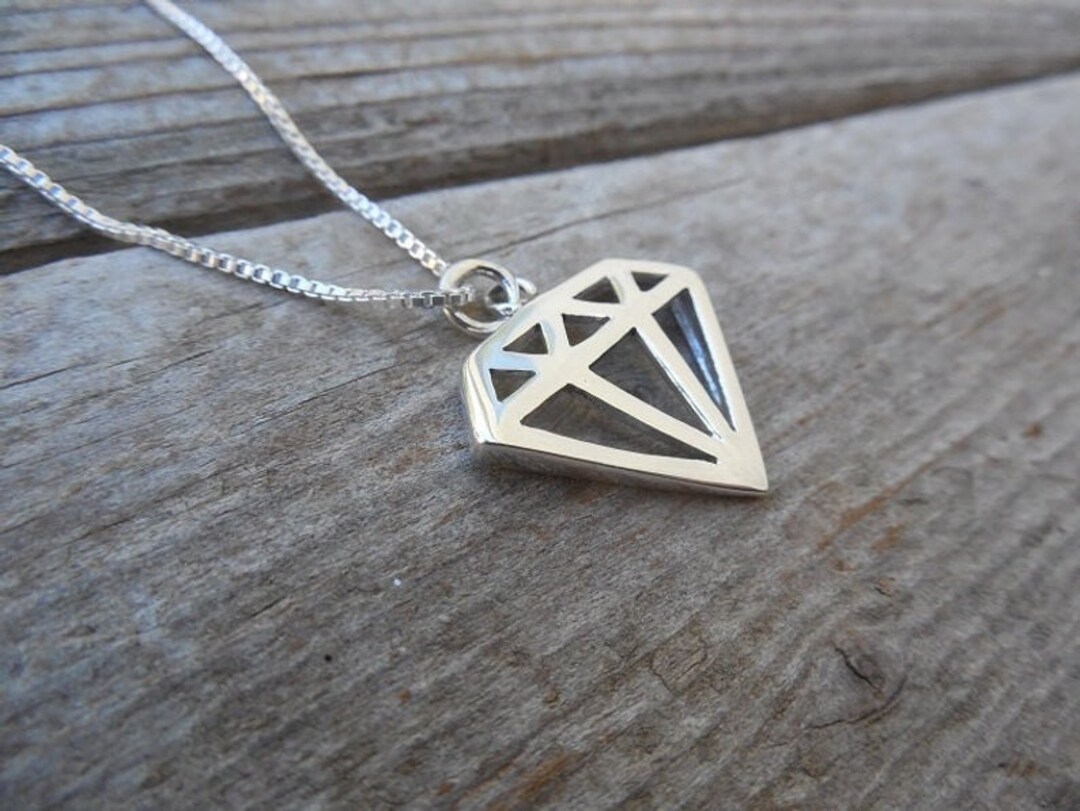Diamond Shape Necklace Handmade in Sterling Silver 925 - Etsy