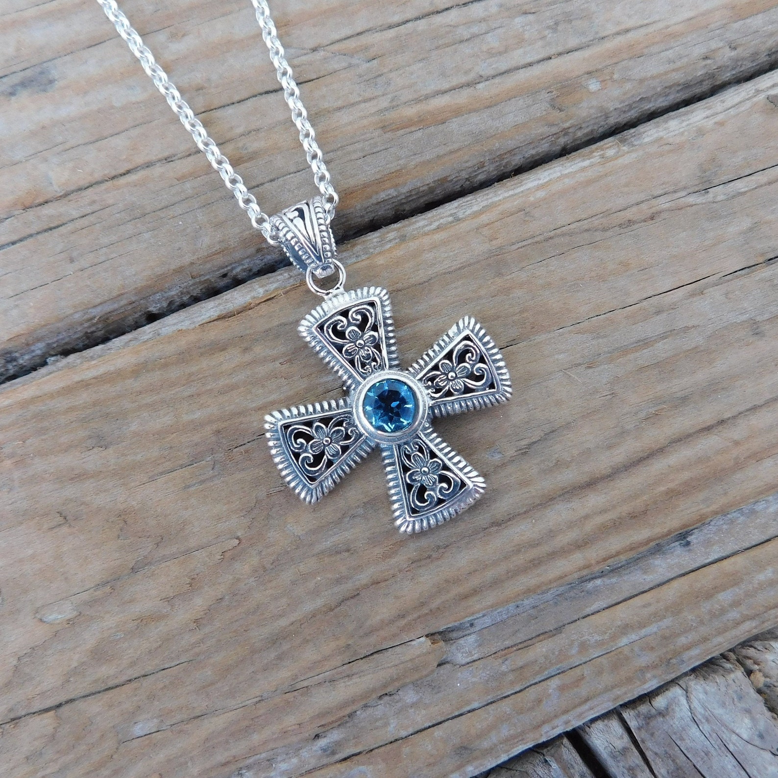 Beautiful Cross Necklace Handmade in Sterling Silver 925 With - Etsy