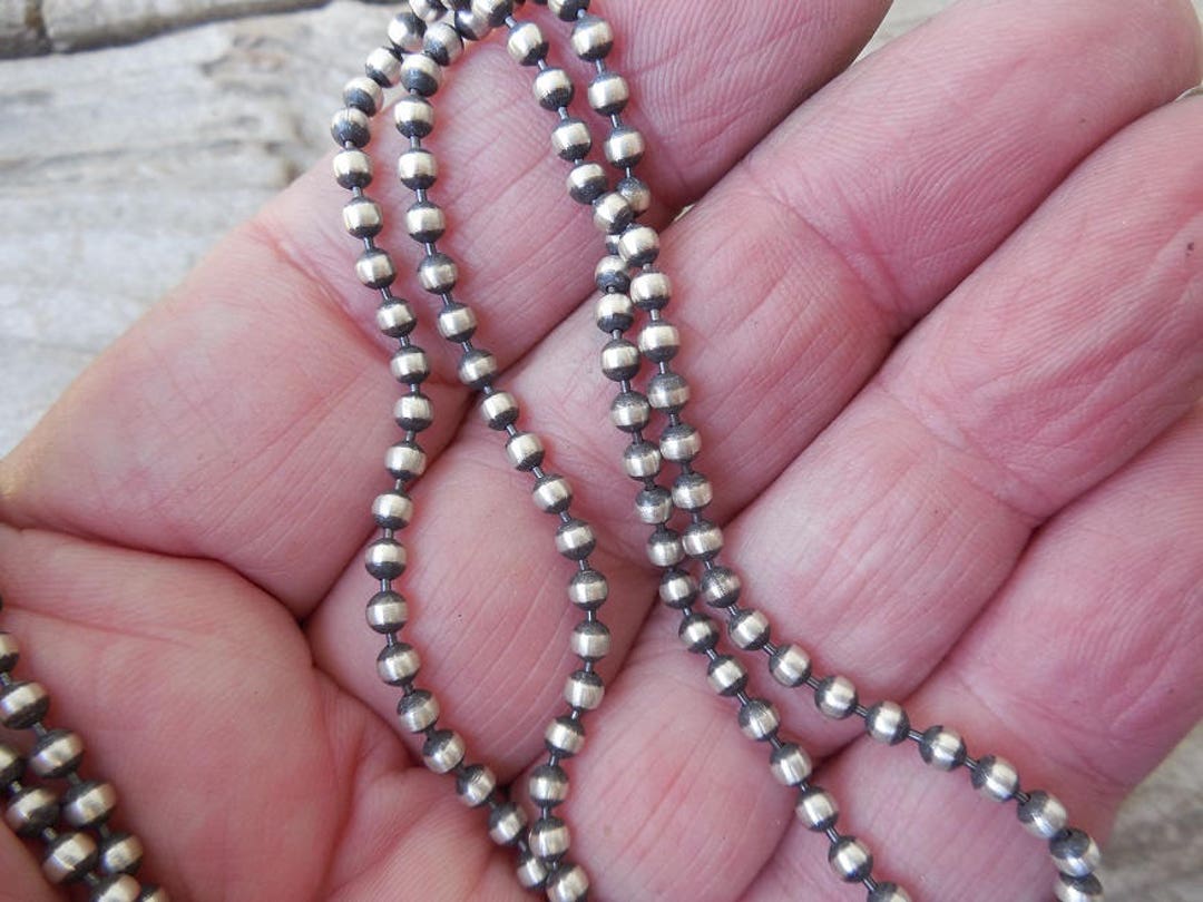 Beaded Chain Necklace, 3mm and 20" Long in Sterling Silver 925 ...