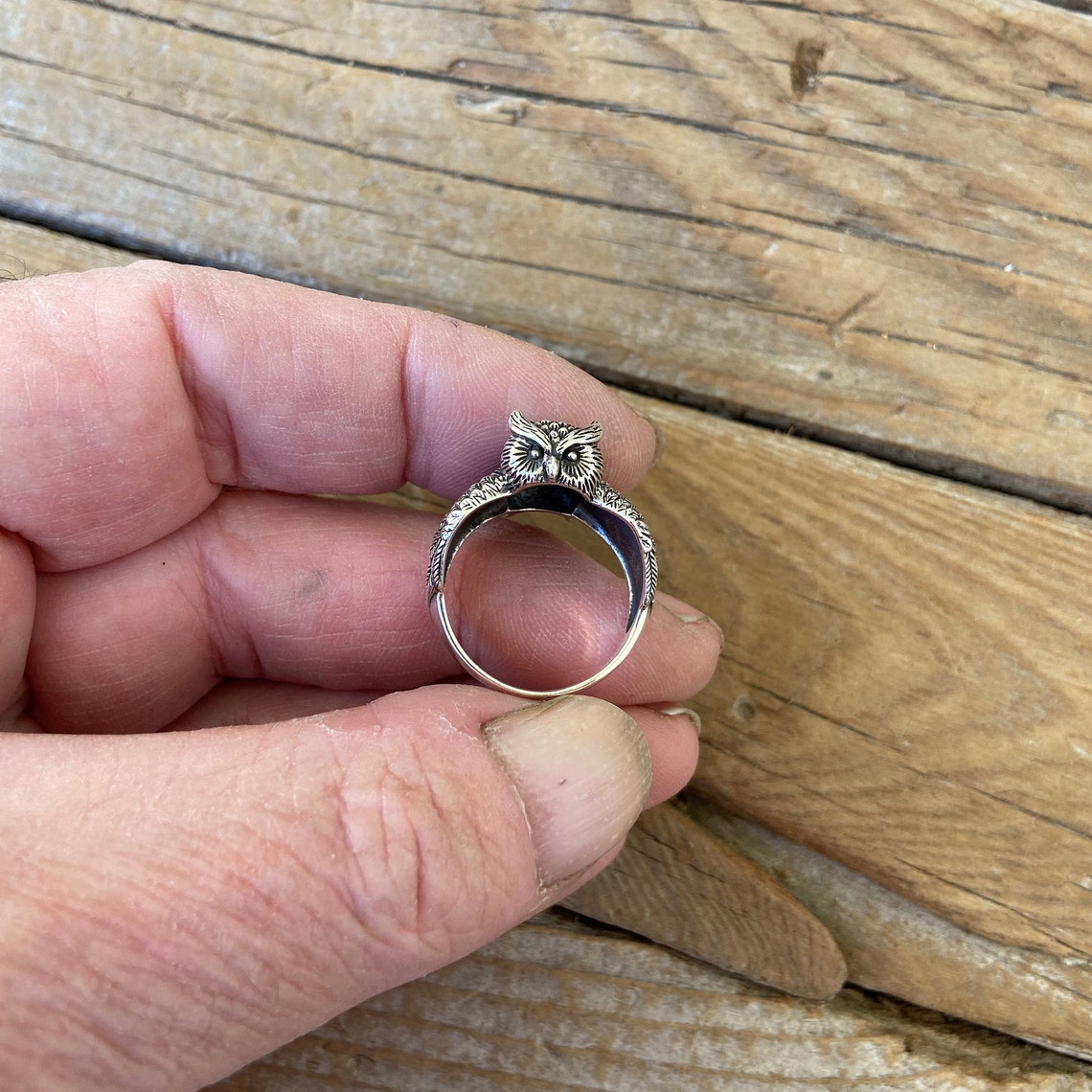 Beautiful Owl in Flight Ring Handmade in Sterling Silver With - Etsy