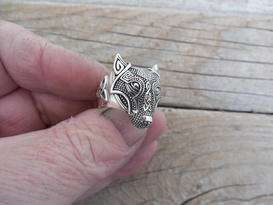 Celtic Wolf Ring Handmade in Sterling Silver 925 With a Triquetra on ...