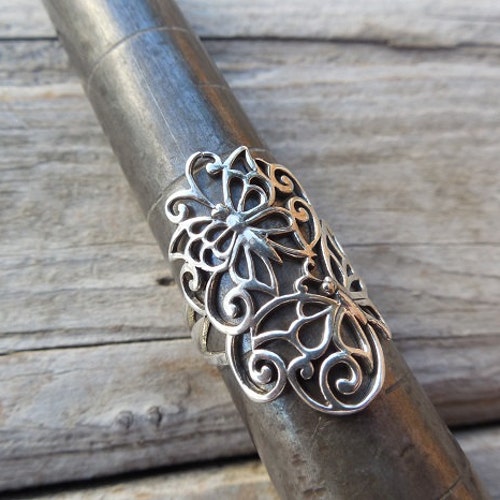 Butterfly Ring Sterling Silver Wide Band Insect Nature - Etsy