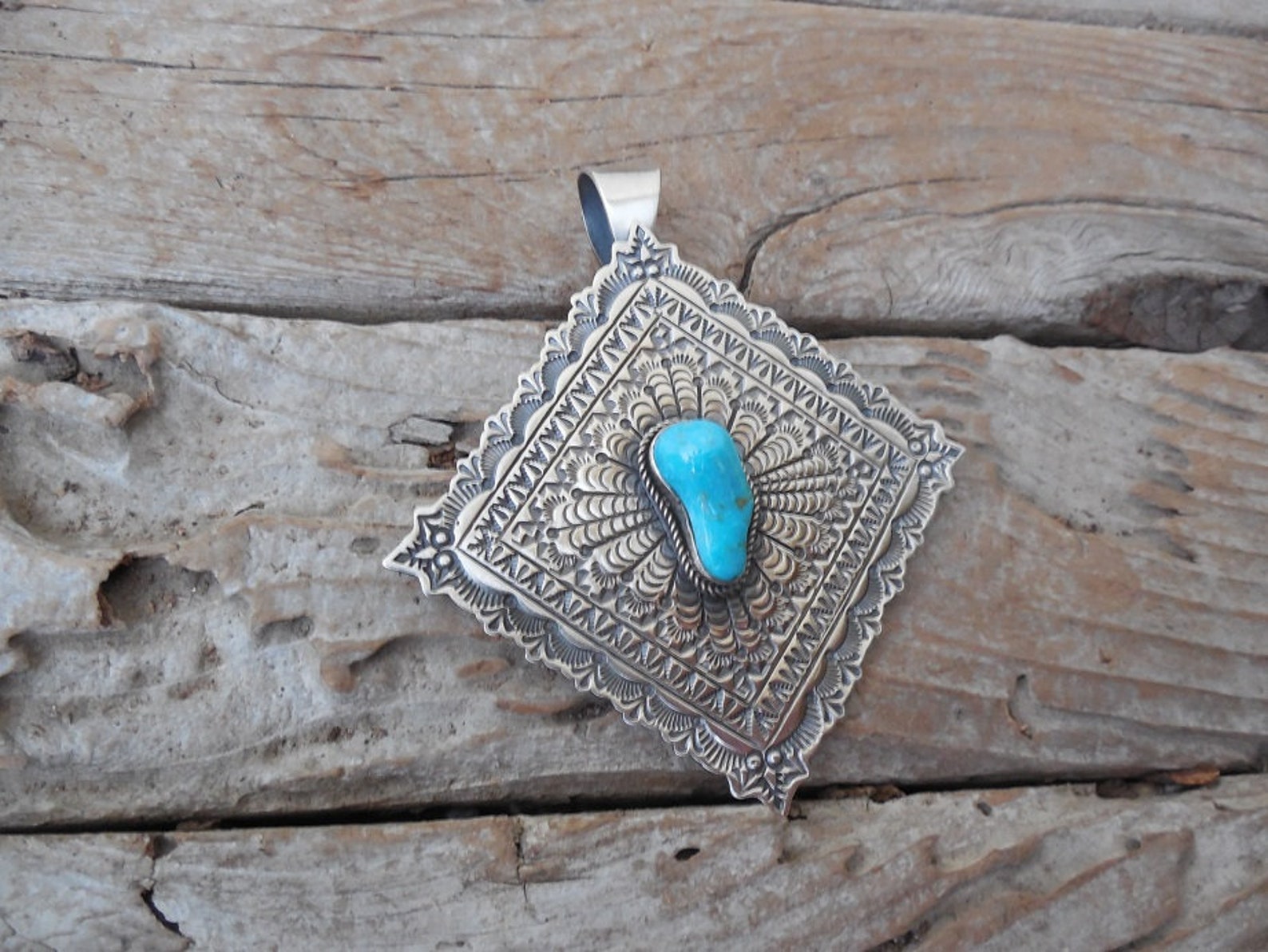 Beautiful Large Turquoise Pendant Handmade and Signed by - Etsy