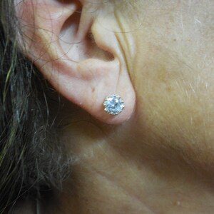 CZ Earrings Set in a Crown Bezel Handmade in Sterling Silver - Etsy