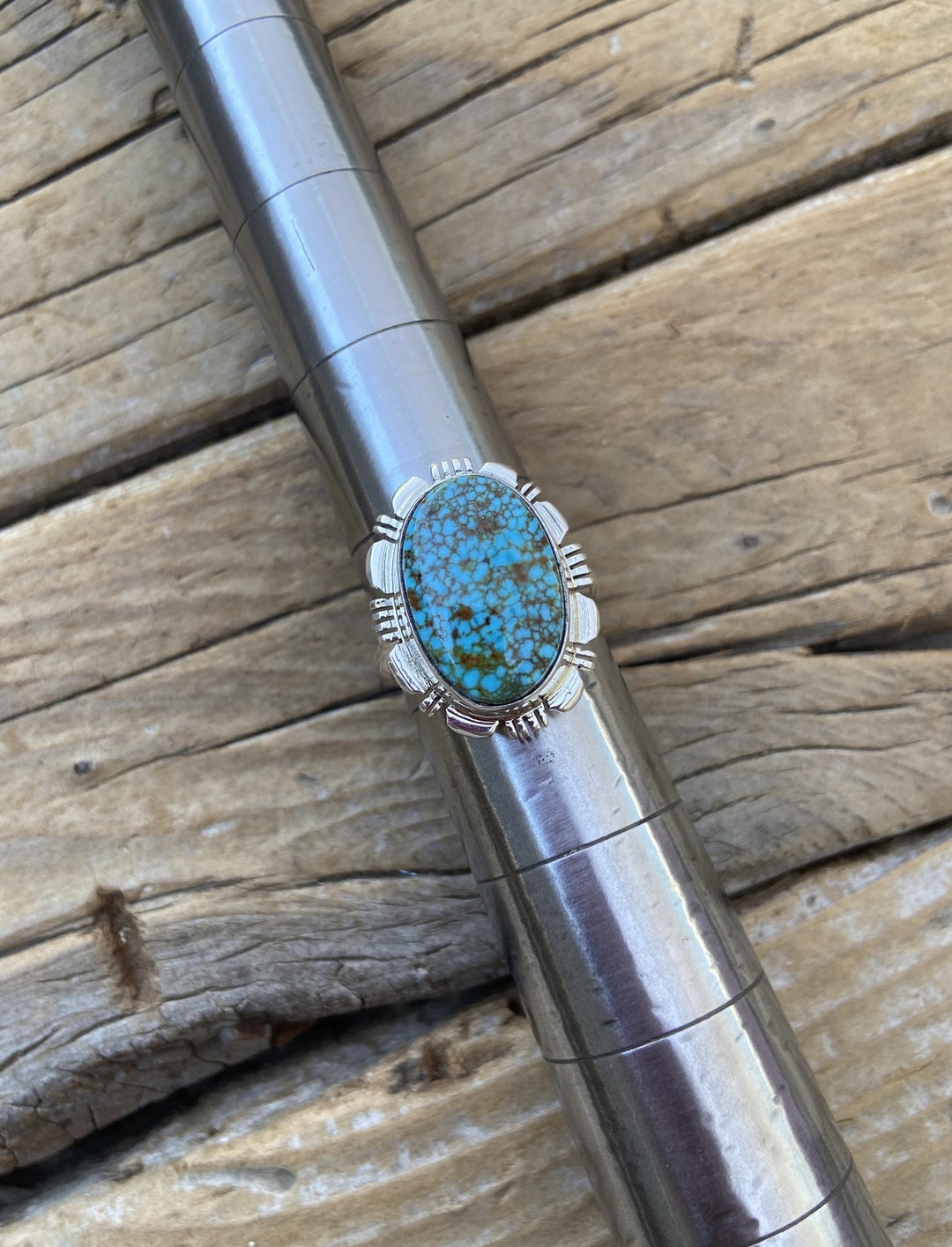 Gorgeous Kingman Turquoise Ring Handmade and Signed in Sterling Silver ...