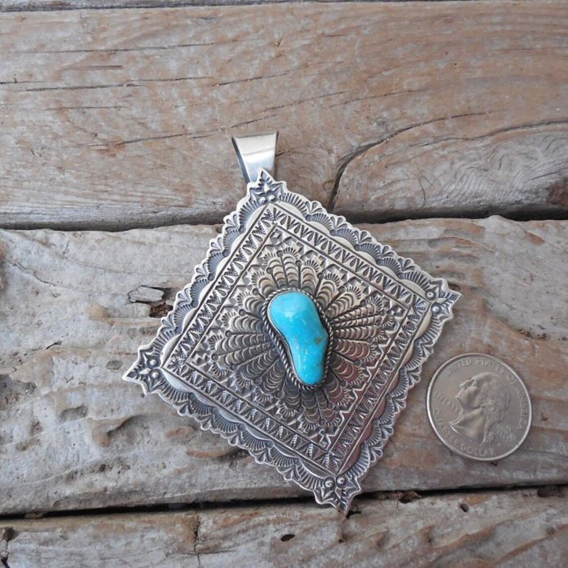 Beautiful Large Turquoise Pendant Handmade and Signed by - Etsy