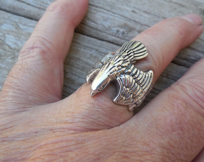 Eagle in Flight Ring Handmade in Sterling Silver - Etsy
