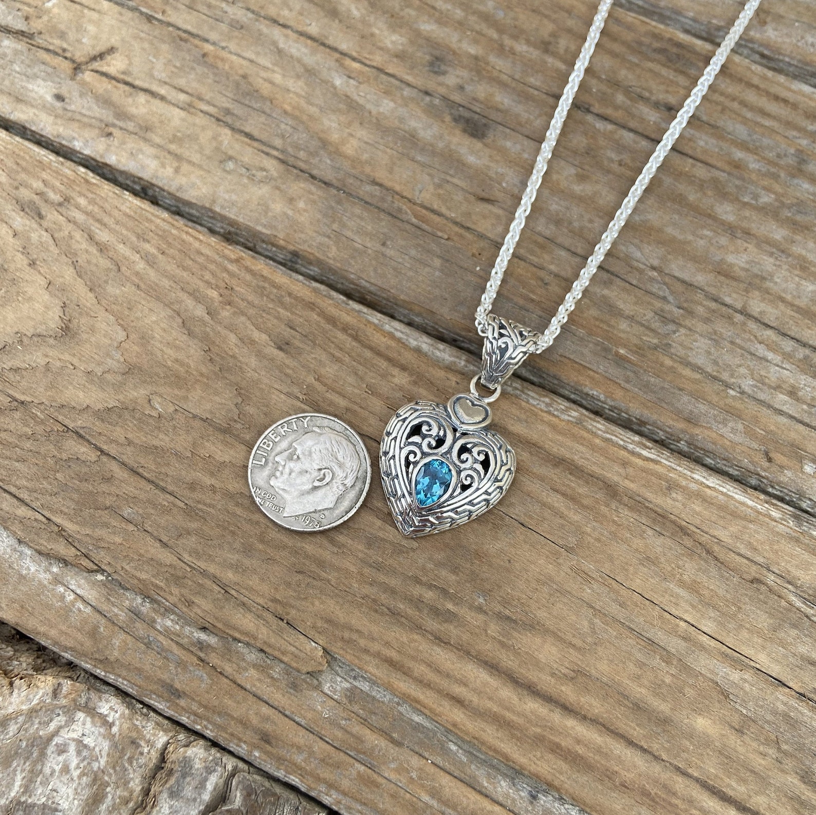 Blue Topaz Heart Necklace Handmade in Sterling Silver 925 - Etsy