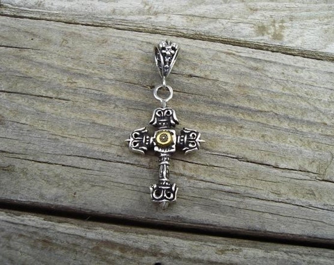 Aztec Cross Pendant in Sterling Silver - Etsy