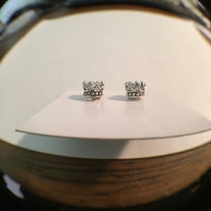 CZ Stud Earrings Set in Crown Mountings Handmade in Sterling Silver 925 ...